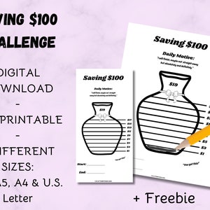 Saving 100 Challenge Low Income | Printable PDF (U.S. Letter, A4, A5 ...