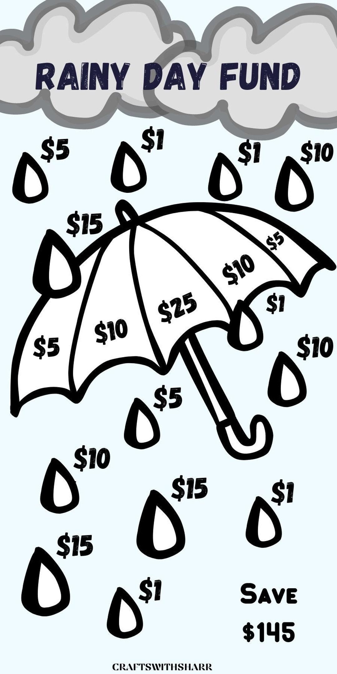 Rainy Day Fund Saving Challenge | Saving Tracker | Low Income Saving ...