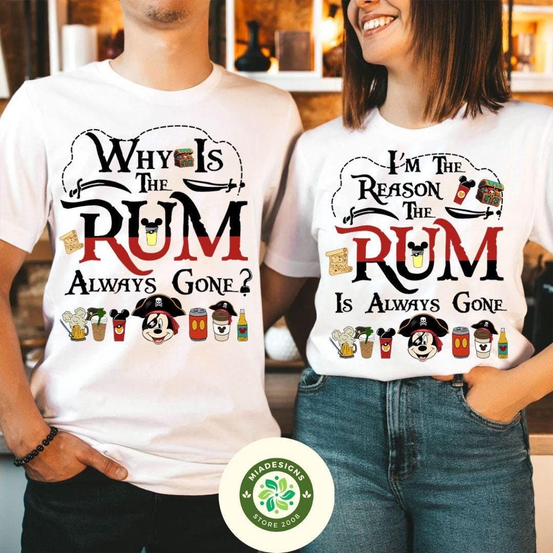 Mickey Minnie Couple Disney Pirates Shirt, Why is the Rum Always Gone ...