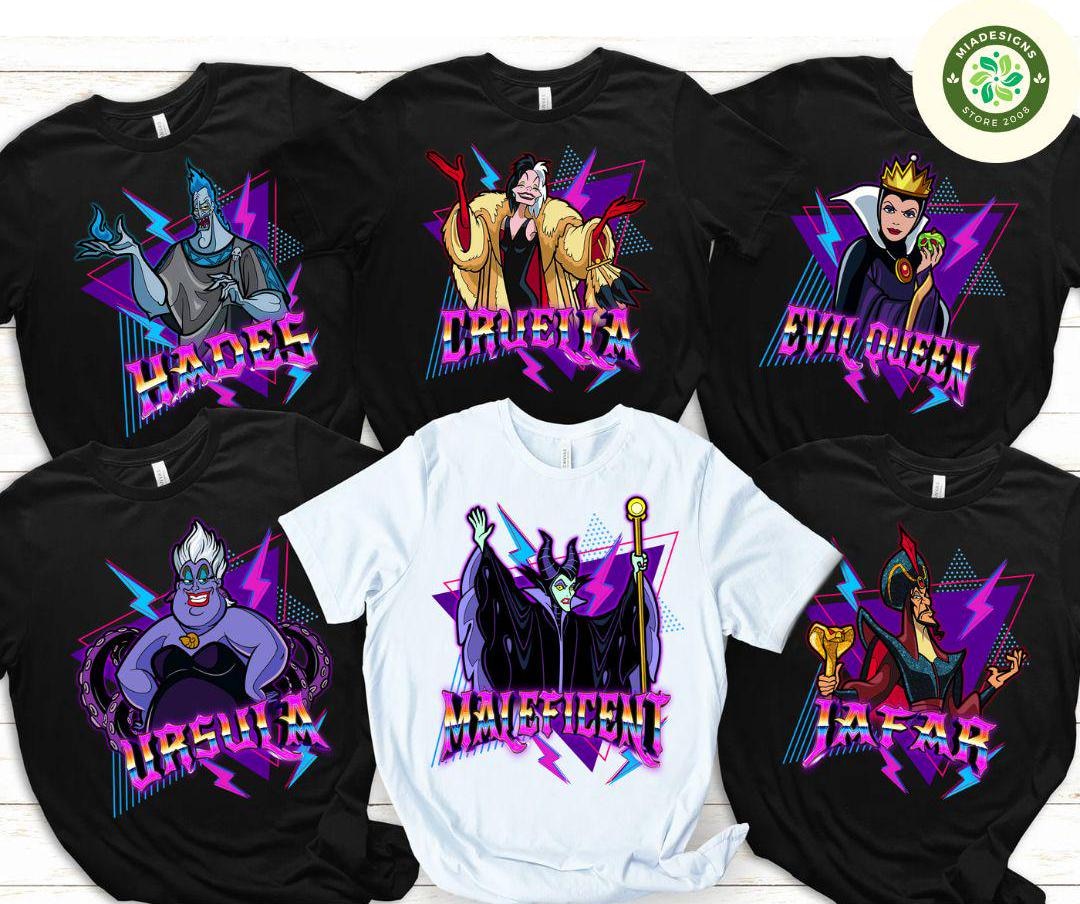 Retro Disney Villains Characters Rock Band Shirt, Disney Halloween ...