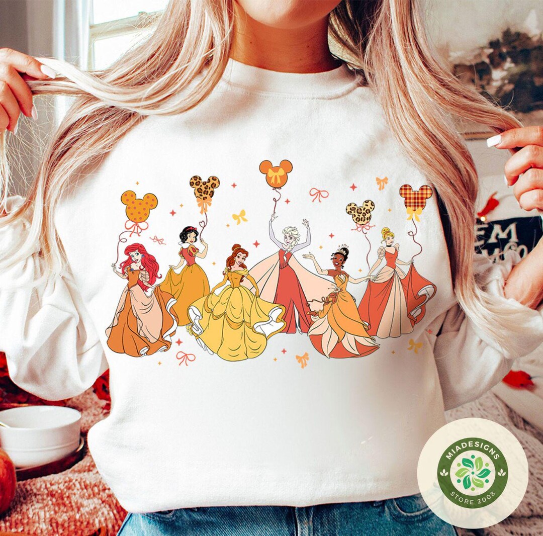 Disney Princess Fall Vibes Coquette Bows Shirt, Fall Pumpkin Spice ...