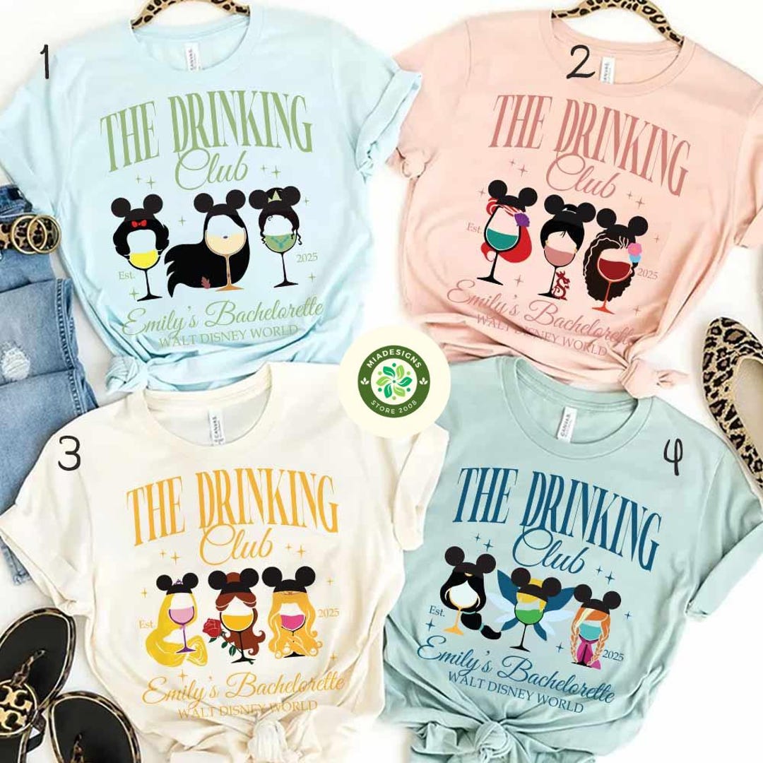 Personalized Disney Princess Drinking Bachelorette Party Shirts ...