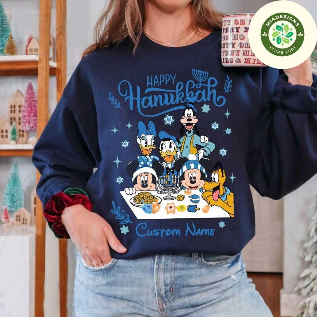 Personalized Mickey & Friends Disney Hanukkah Shirt, Happy Hanukkah ...