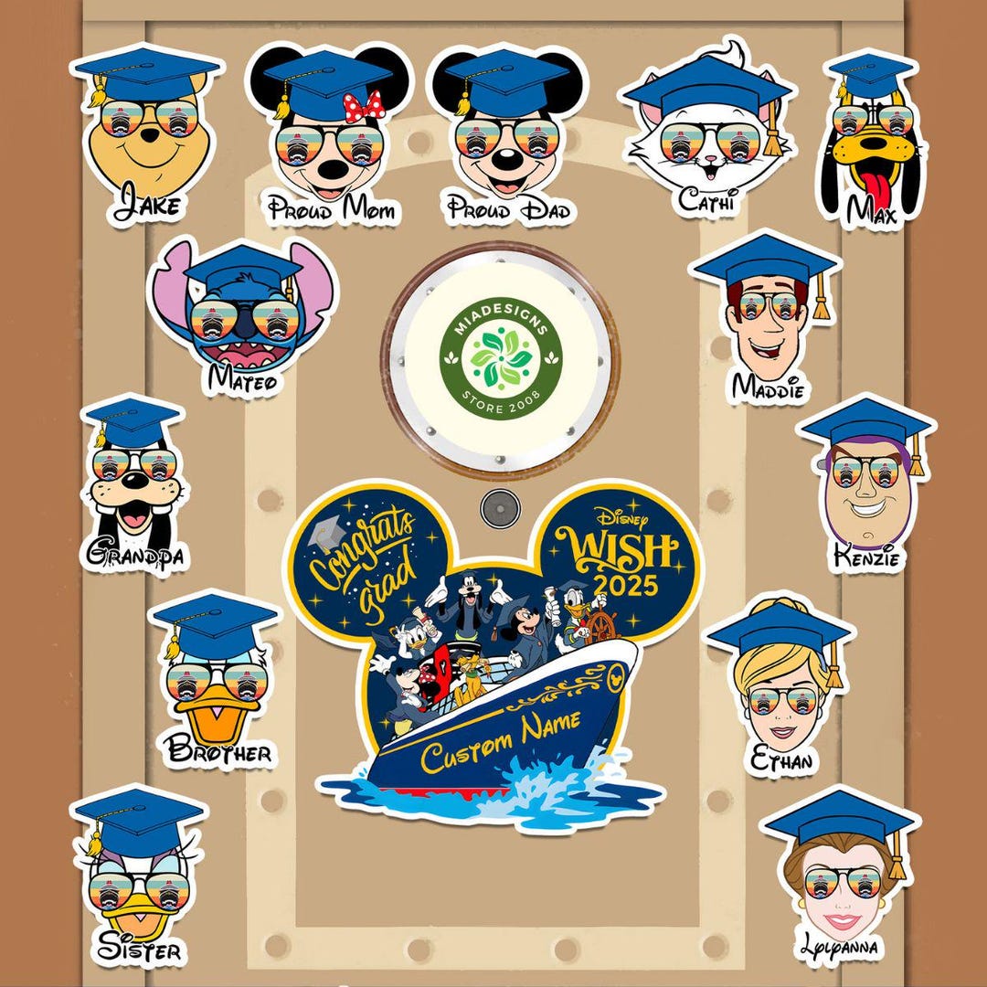 Congrats Grad Disney Cruise Line Magnet, All Characters Graduation ...