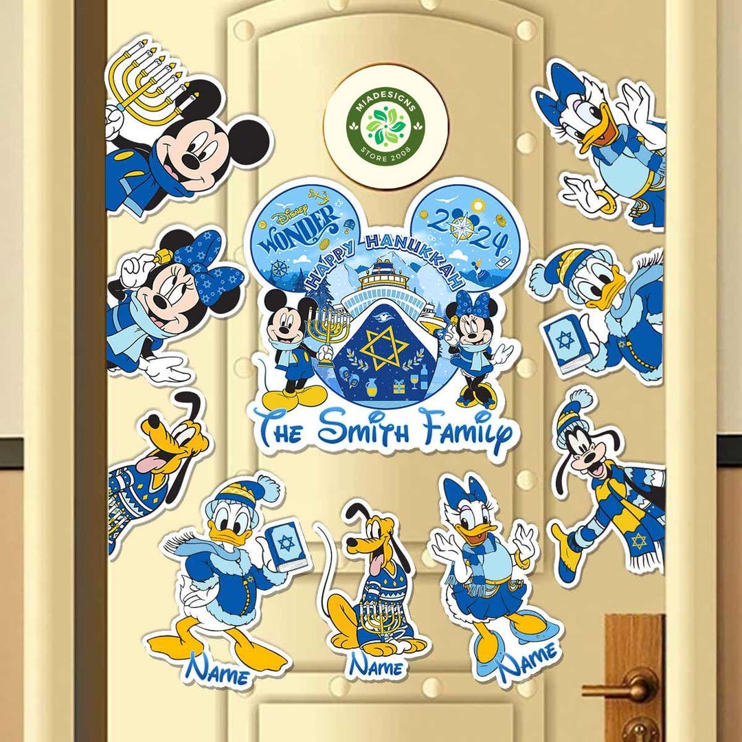 Personalized Mickey & Friends Happy Hanukkah Cruise Magnet, Menorah ...