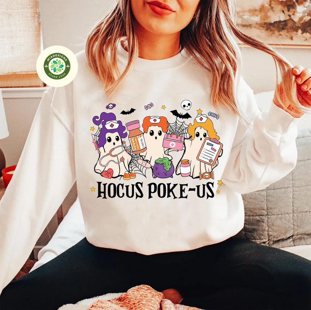 Nurse Ghost Hocus Pocus T-shirt, Hocus Poke-us Halloween Nurse Shirt, Disney Spooky Nurse Tee ...
