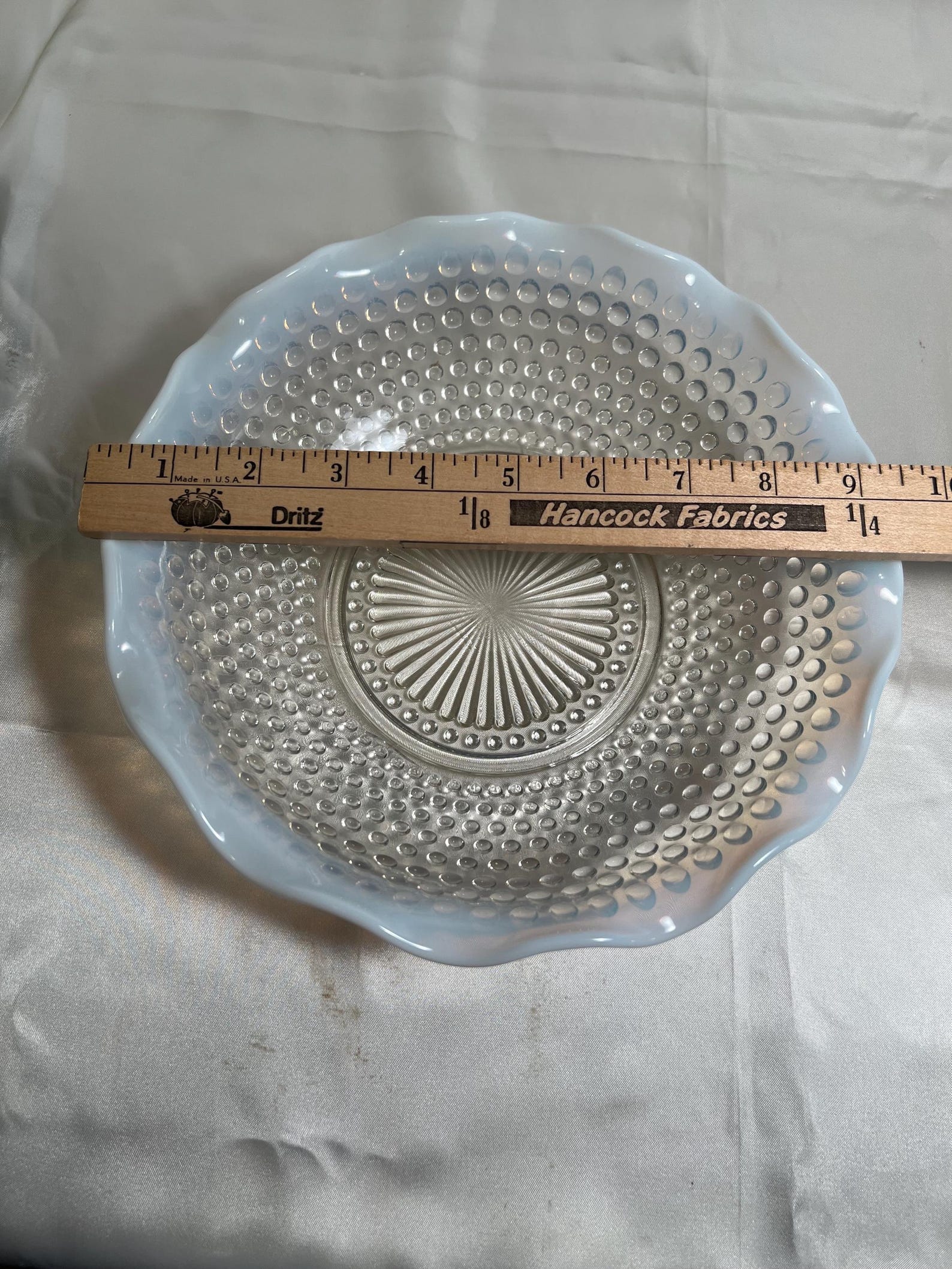 Anchor Hocking Opalescent Moonstone Hobnail Glass 9 1/2" Serving Bowl ...
