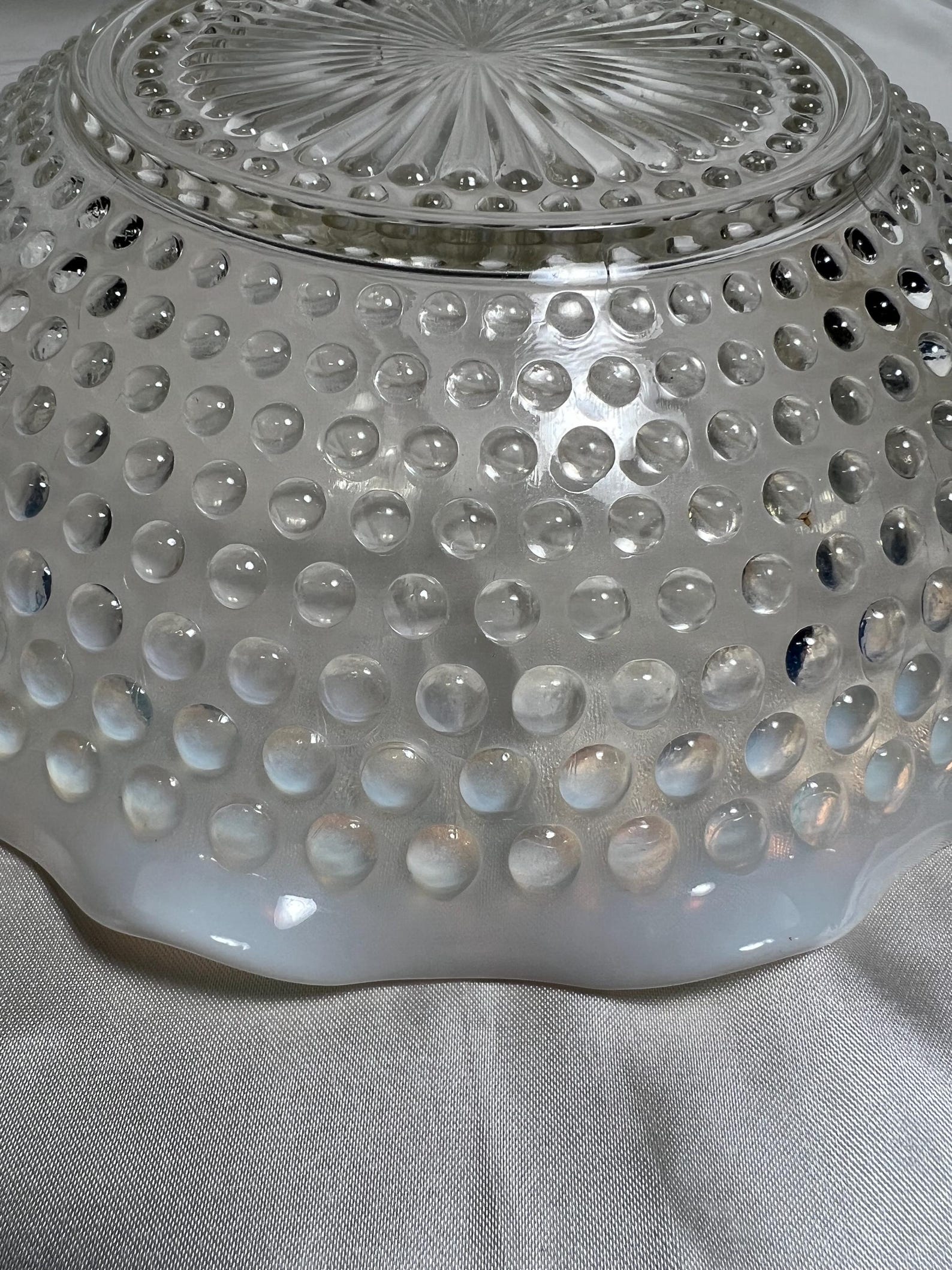 Anchor Hocking Opalescent Moonstone Hobnail Glass 9 1/2" Serving Bowl ...