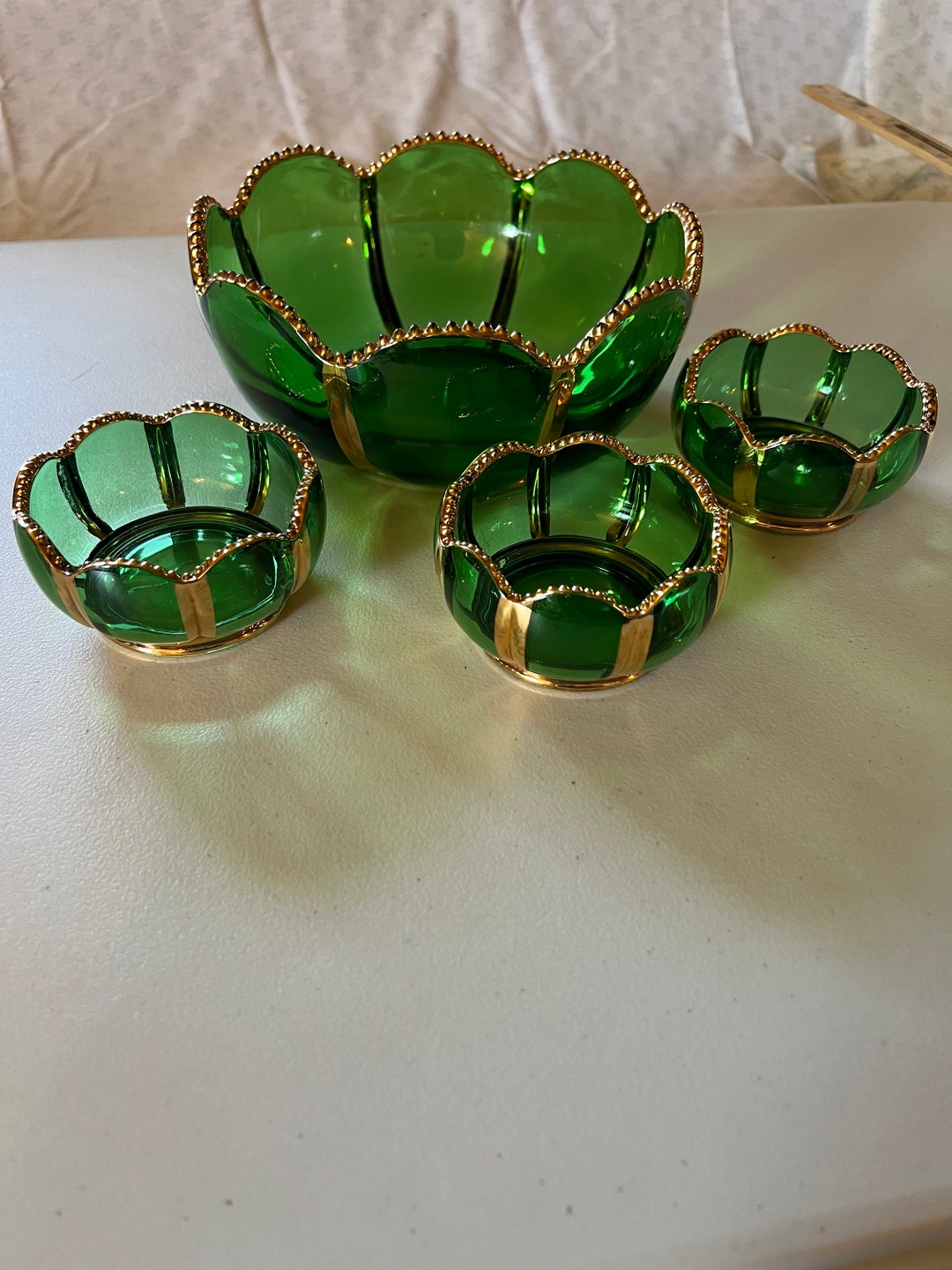 X-ray by Riverside Glass Works Emerald Green 8" Master Bowl With Three ...