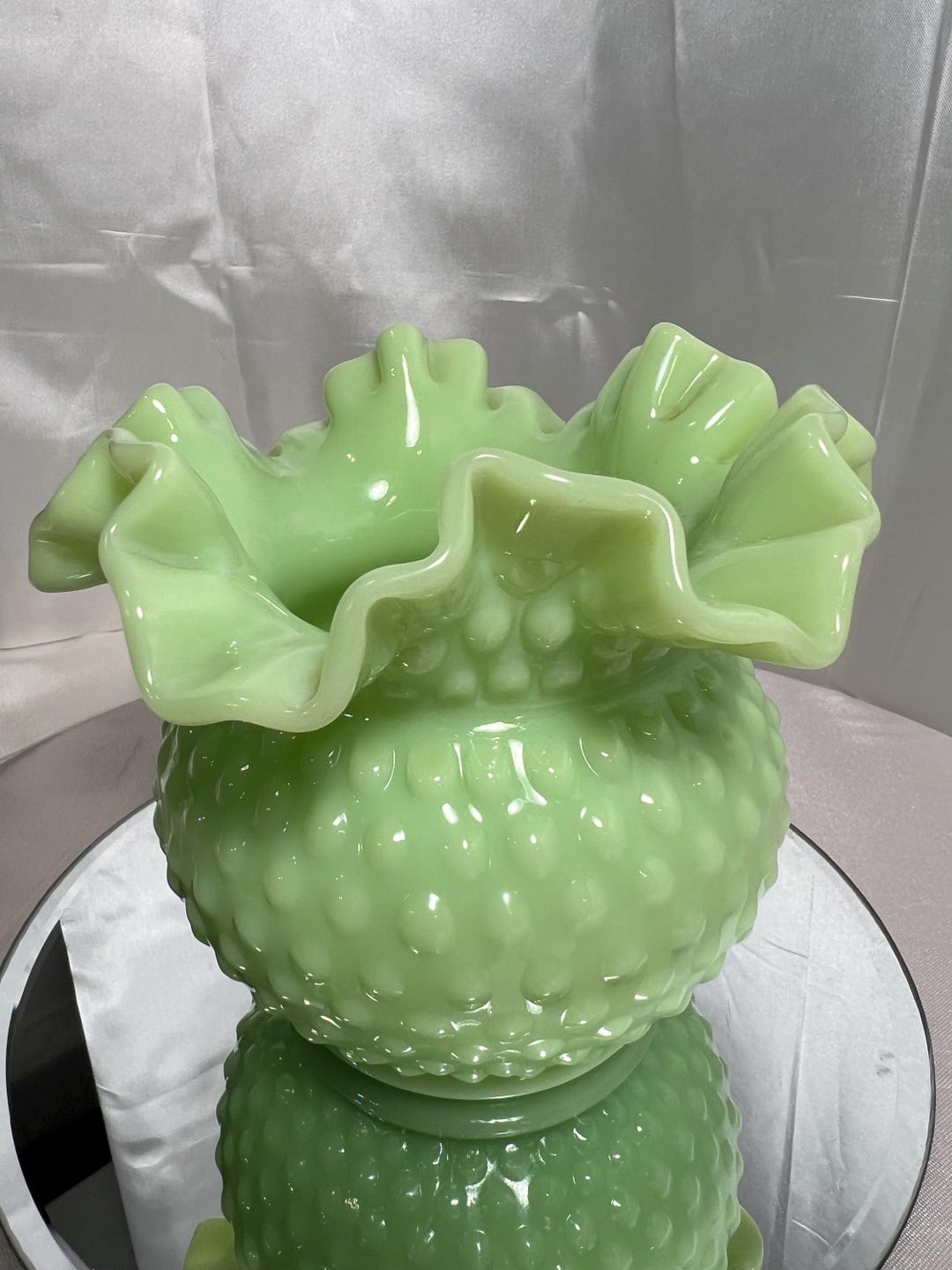 Rare Fenton Jadeite Hobnail Ruffled Edge Vase, 5 Tall, Glows - Etsy