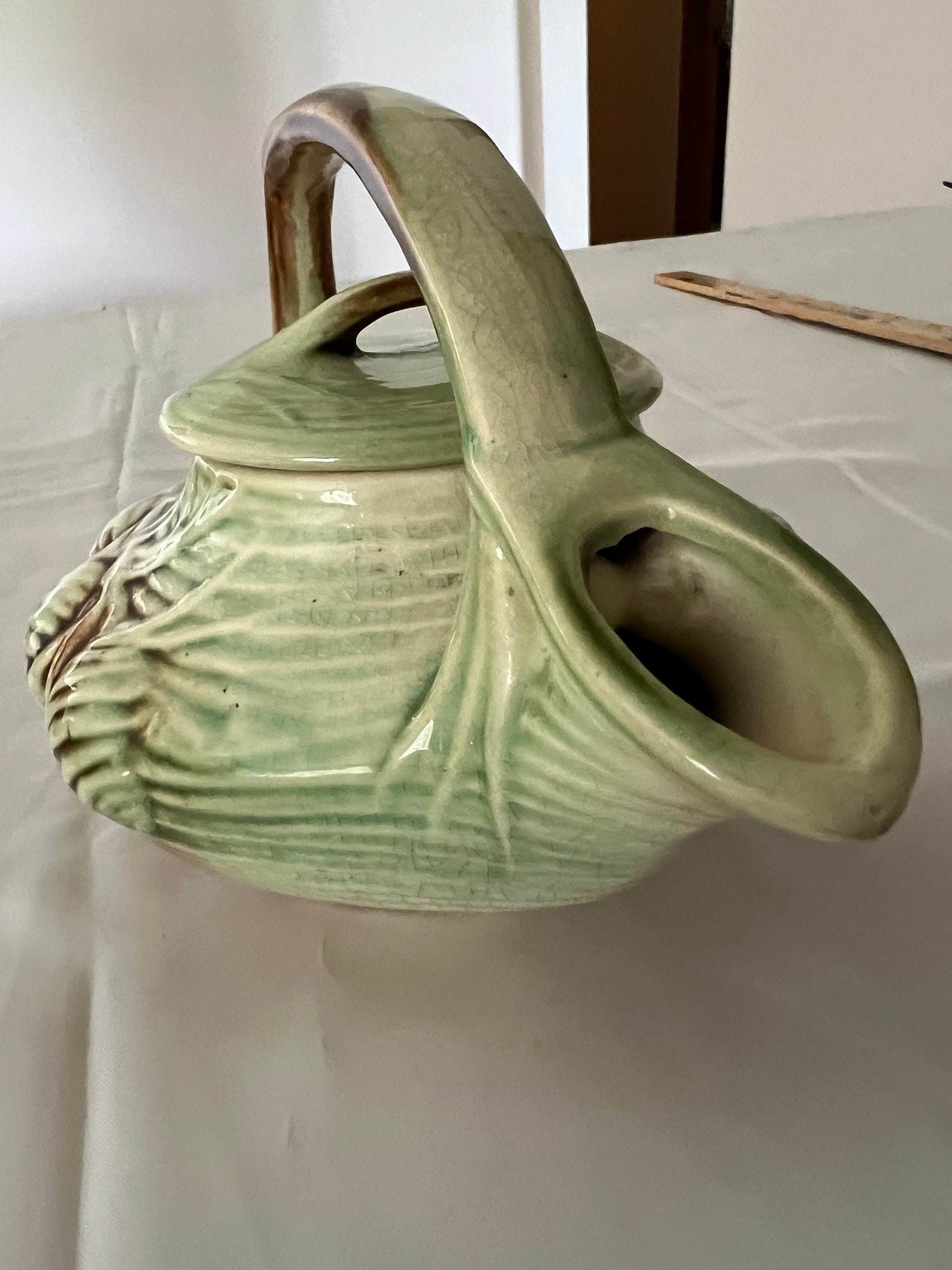 Mccoy Pine Cone Teapot With Lid - Brown and Green - Etsy