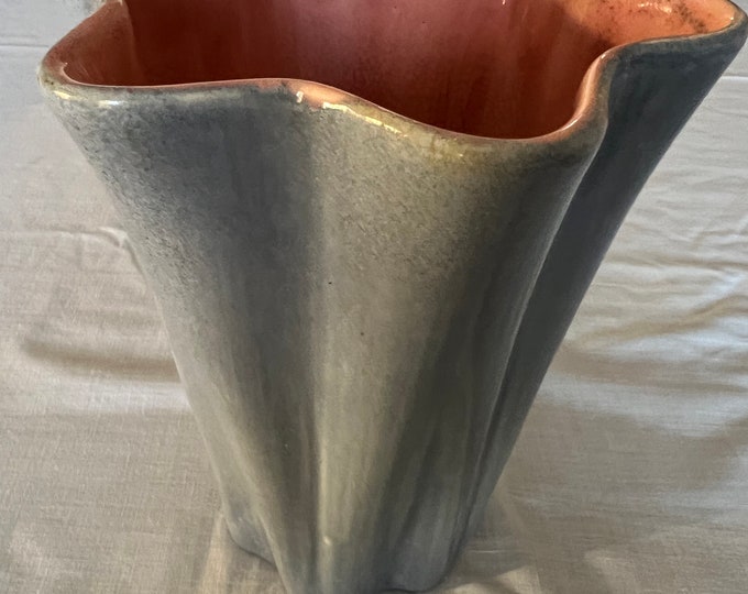 Red Wing Pottery Vase #887 Blue With Pink Interior - Etsy