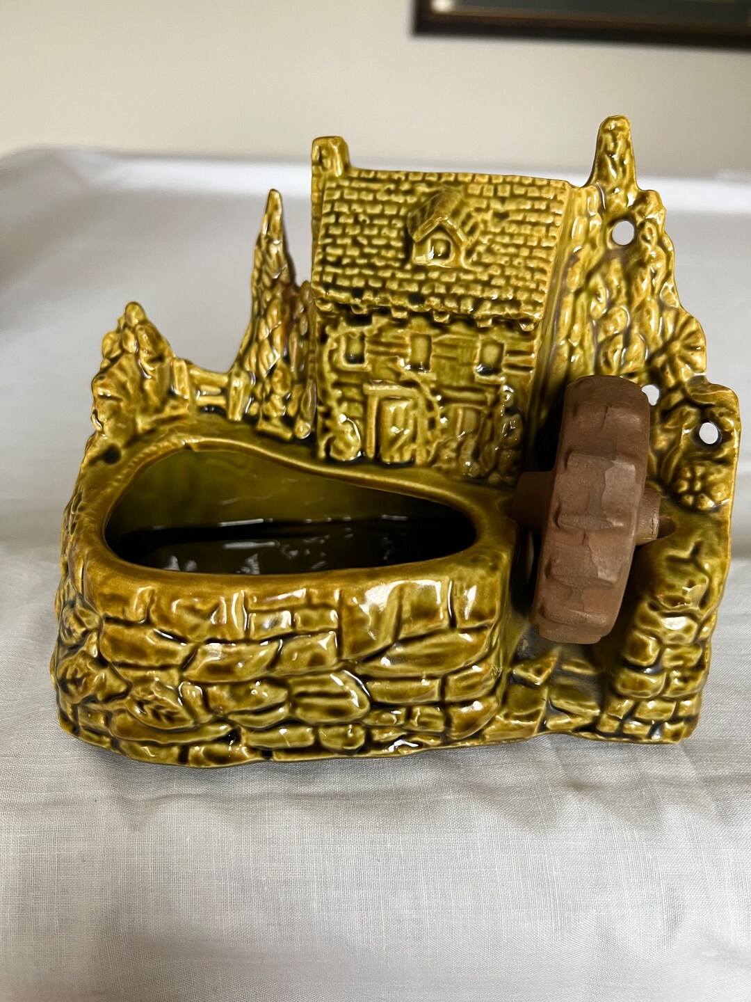 Vintage - Shawnee U.S.A. - #769 Ceramic Grist Mill Water Wheel Planter ...