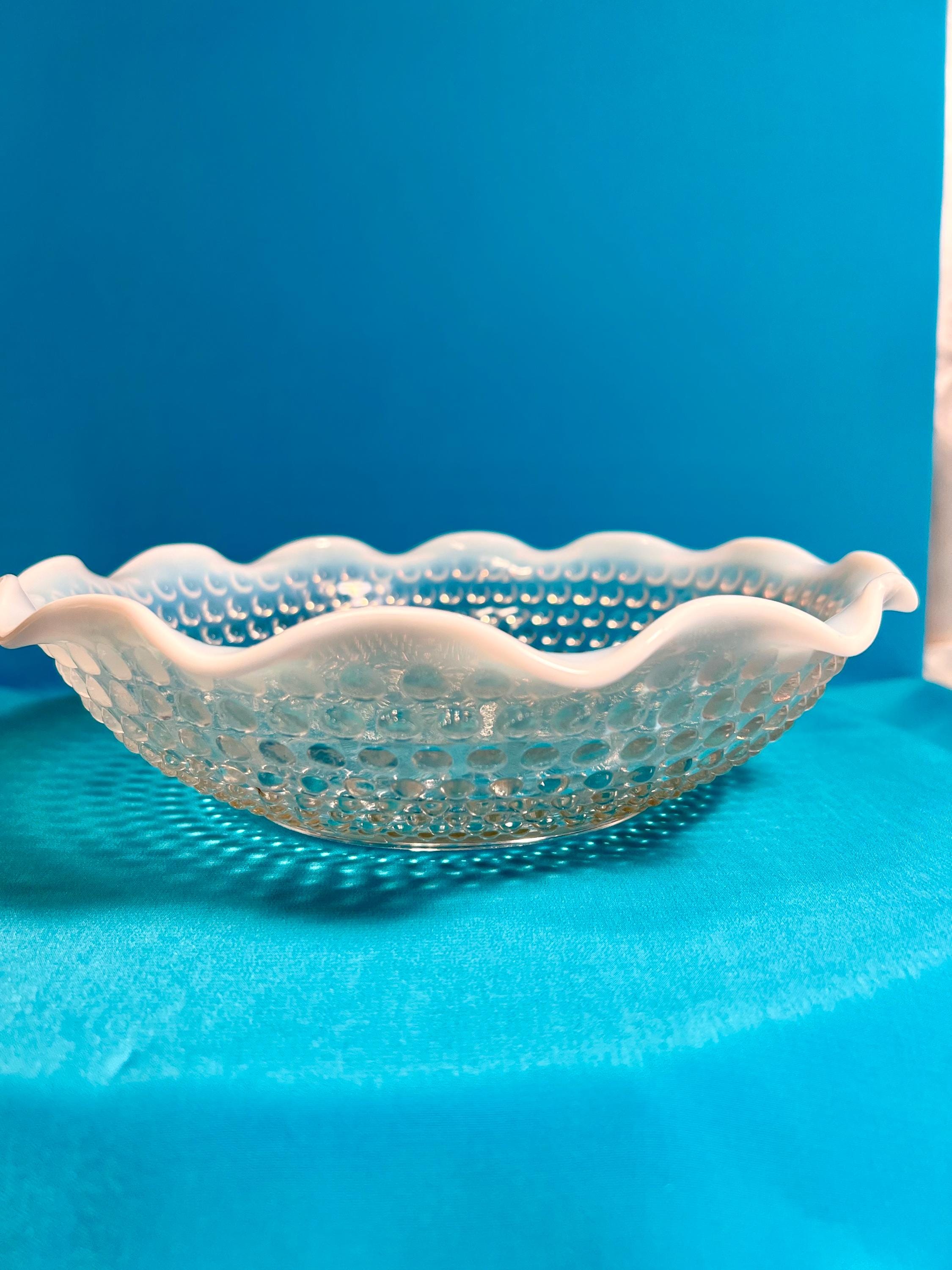 Anchor Hocking Opalescent Moonstone Hobnail Glass 9 1/2" Serving Bowl ...