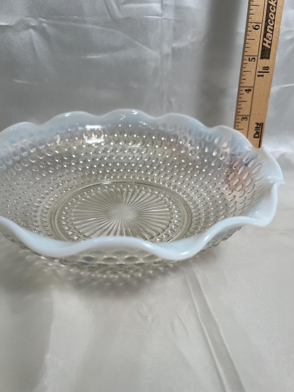 Anchor Hocking Opalescent Moonstone Hobnail Glass 9 1/2 Serving Bowl - Etsy