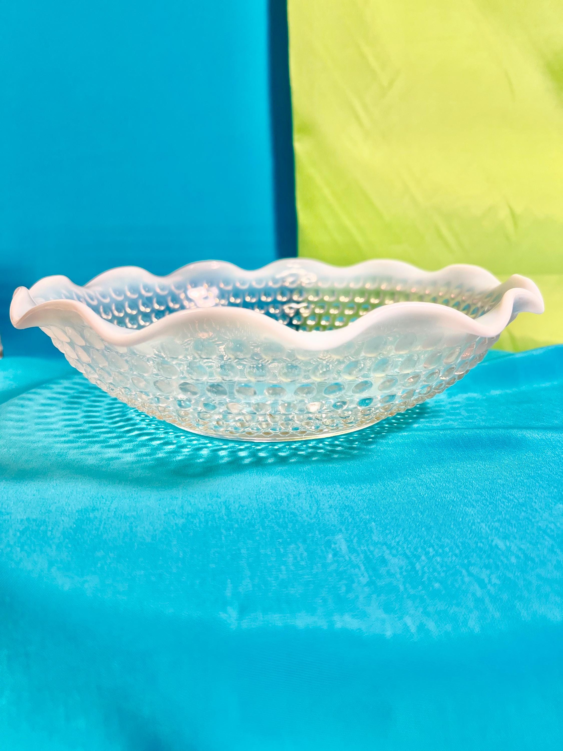 Anchor Hocking Opalescent Moonstone Hobnail Glass 9 1/2" Serving Bowl ...