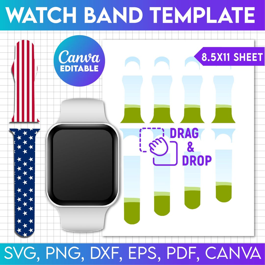 İwatch Band Template, Watch Band Template, Watch Band Svg, PNG, 8.5"x11 ...
