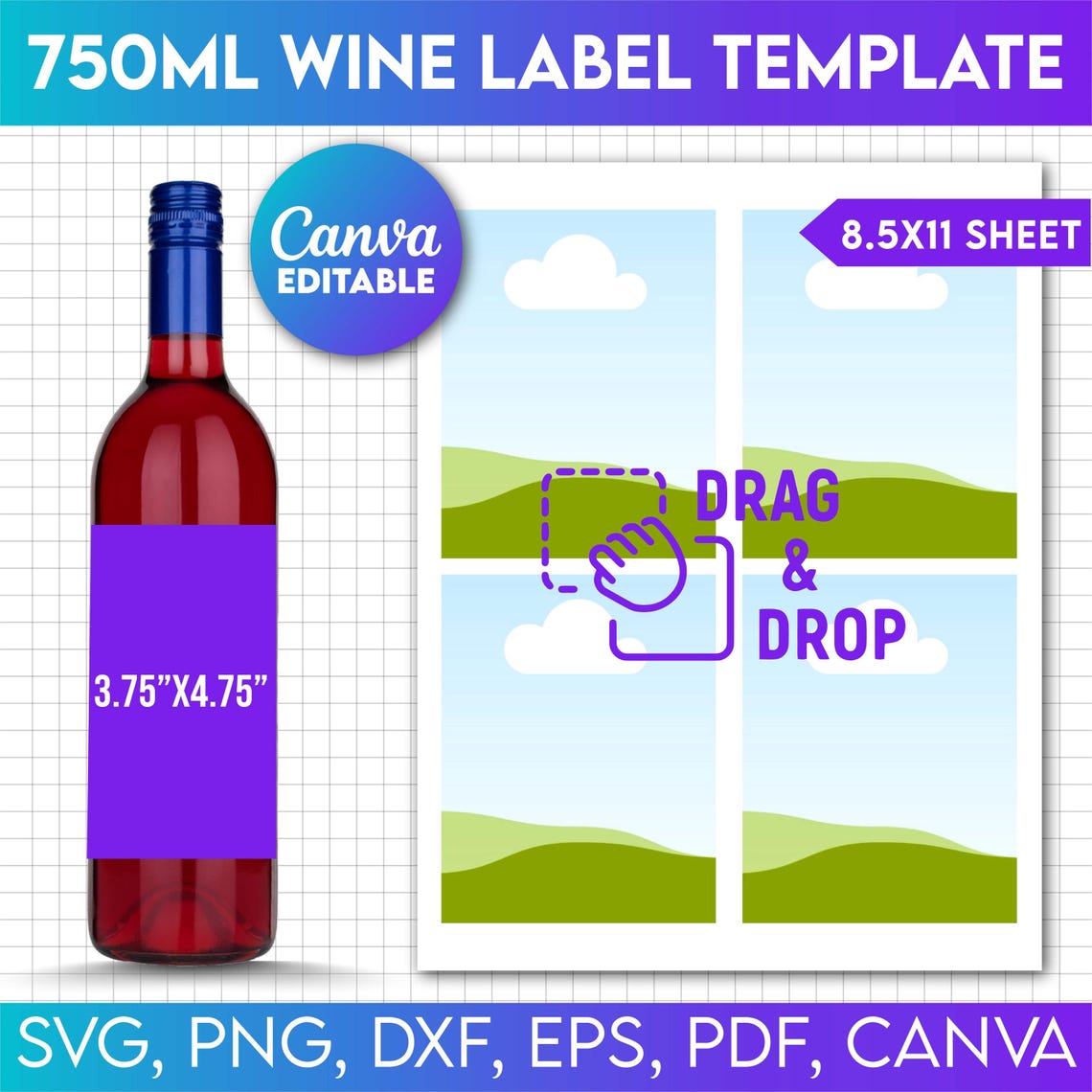 750ml Wine Label Template, Wine Bottle Labels, Wine Label Svg, Wine ...