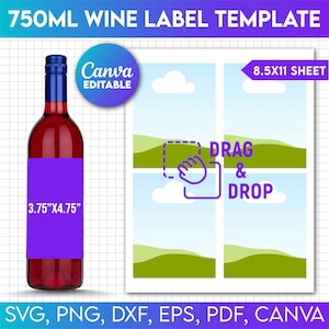 750ml Wine Label Template, Wine Bottle Labels, Wine Label Svg, Wine ...