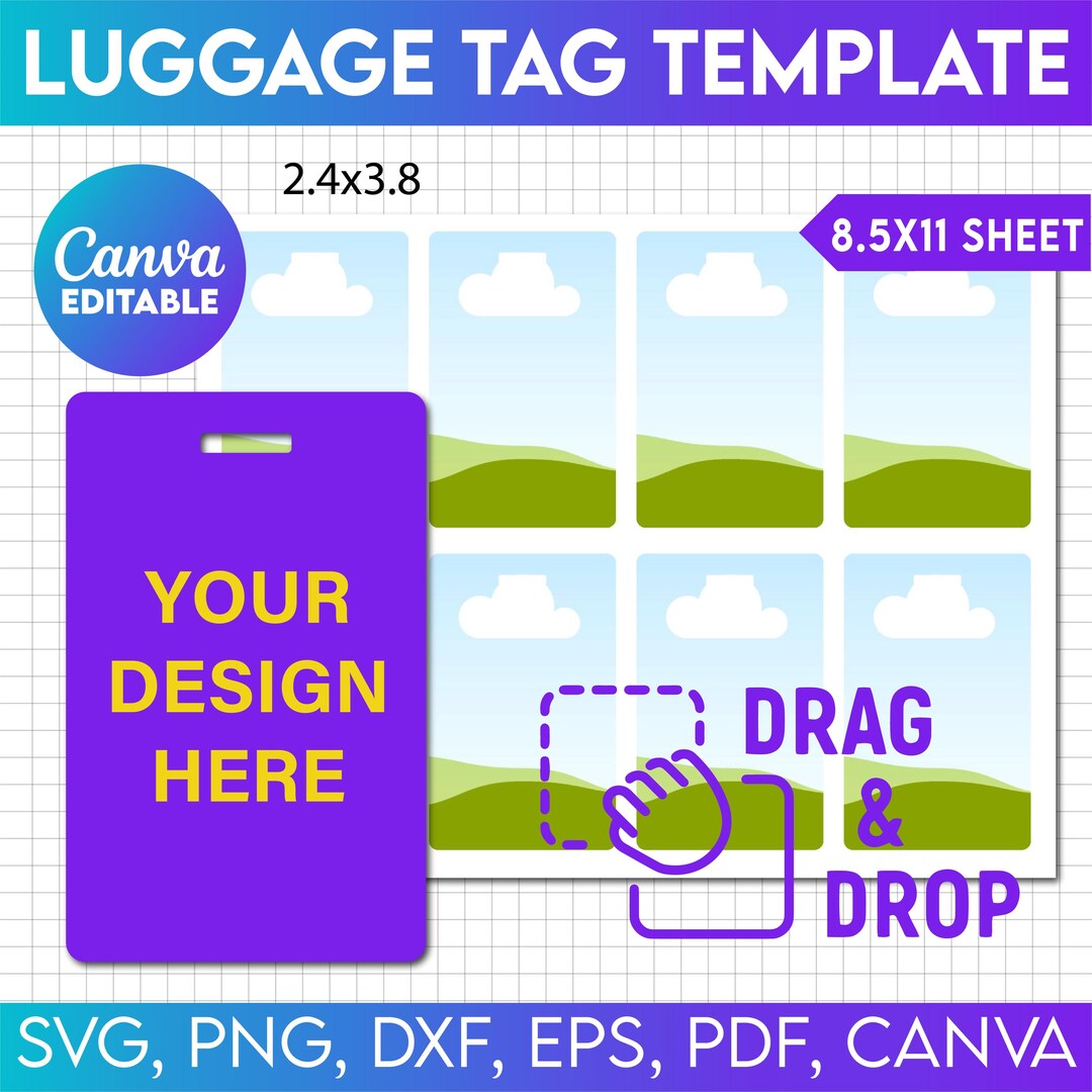 Luggage Tag Template, Luggage Tag Svg, Luggage Tag Sublimation Template ...