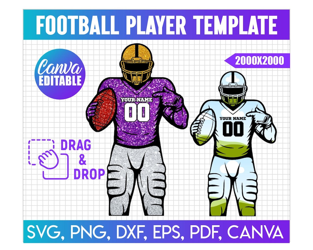 American Football Canva Frame, Football Team, Custom Football Player ...