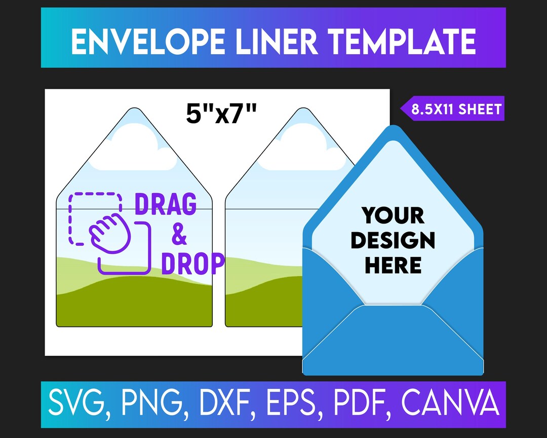 Envelope Liner Template, Wedding Envelope Template, Envelope 5x7, A7 ...