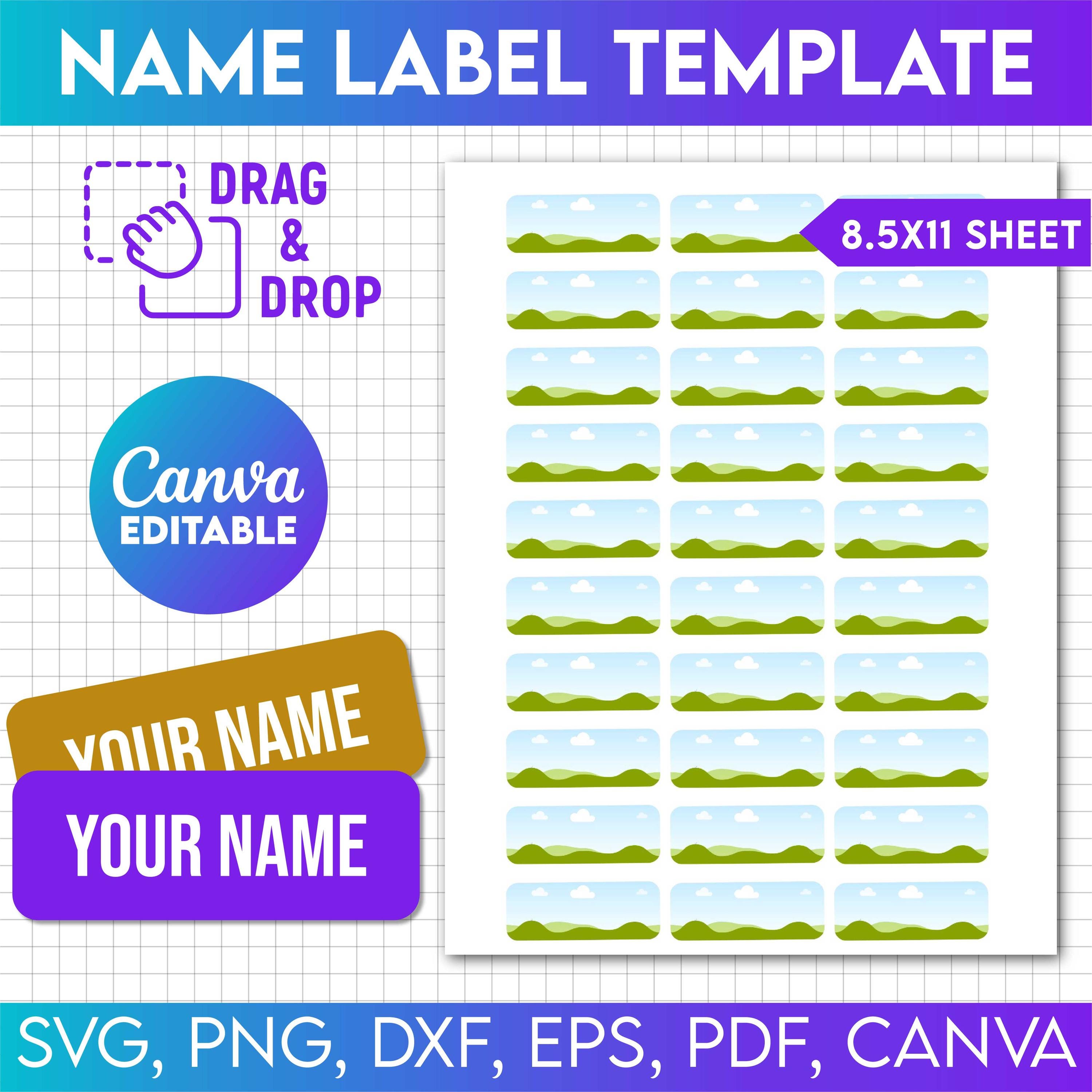 Name Label Template, Printable Name Tag, School Label Template, Blank ...