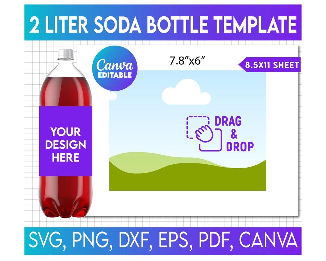 2 Liter Soda Bottle Wrap Canva Template, 2L Bottle Label Template, Soda ...