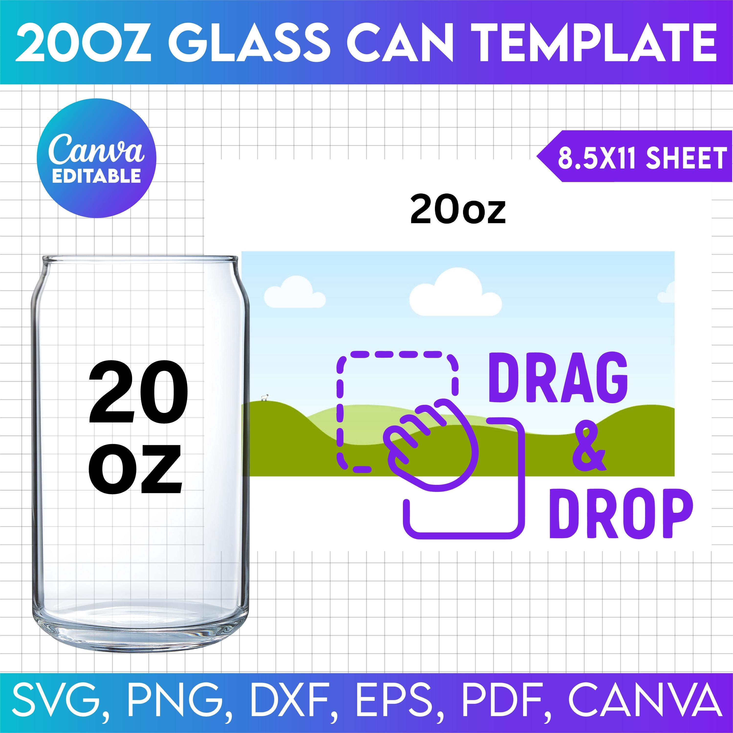 20oz Glass Canva Template, Full Wrap Libbey Editable Template Bundle ...