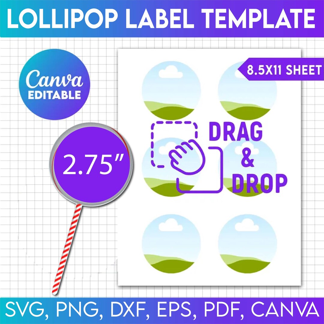 Lollipop Label Template, Lollipop Sticker Template Svg, 2.75 Lollipop ...