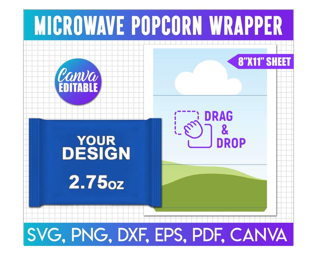 Microwave Popcorn Wrapper Template, Popcorn Wrapper Template, Canva, 2. ...