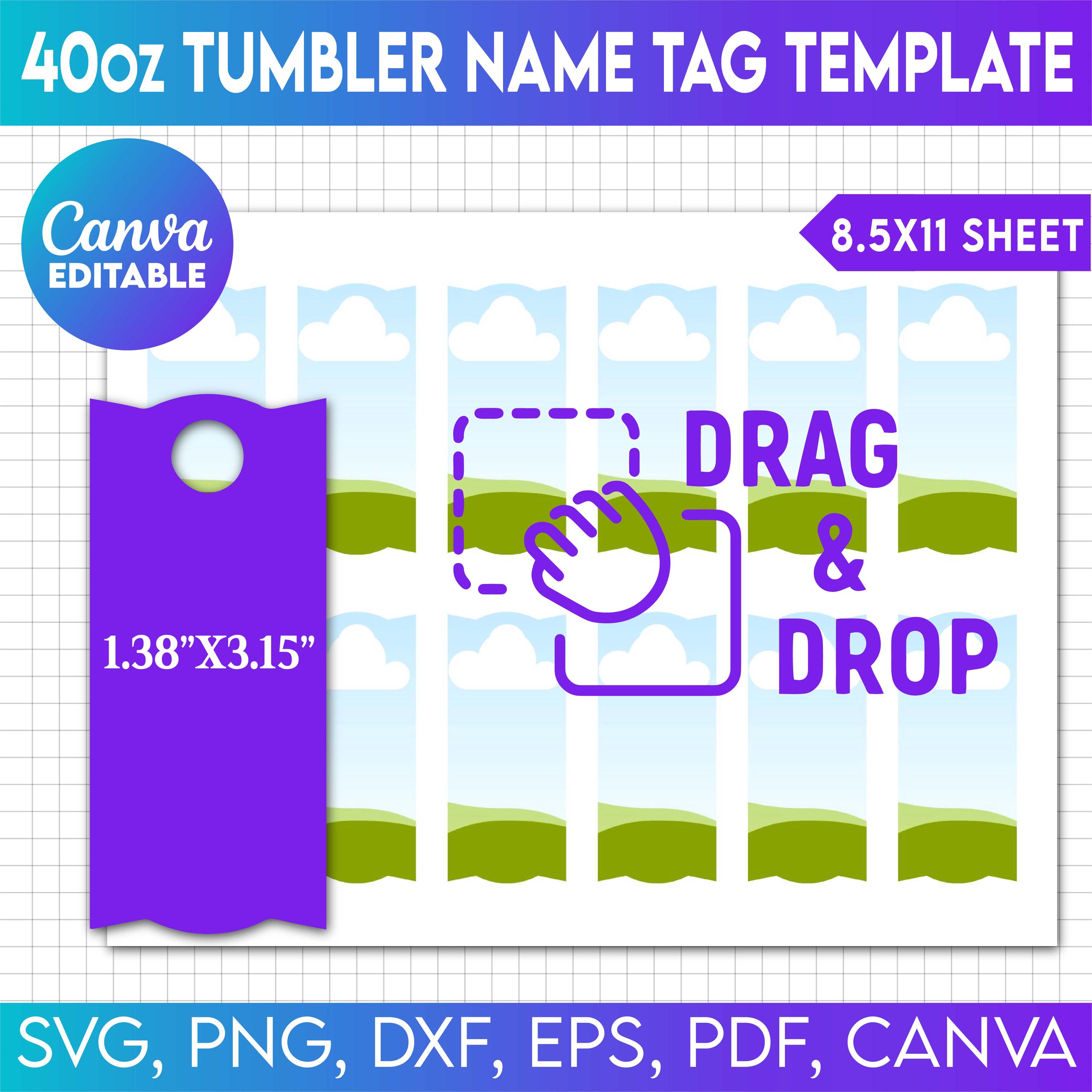 40oz Tumbler Name Tag Template, 40oz Tumbler Card Template, Tumbler ...
