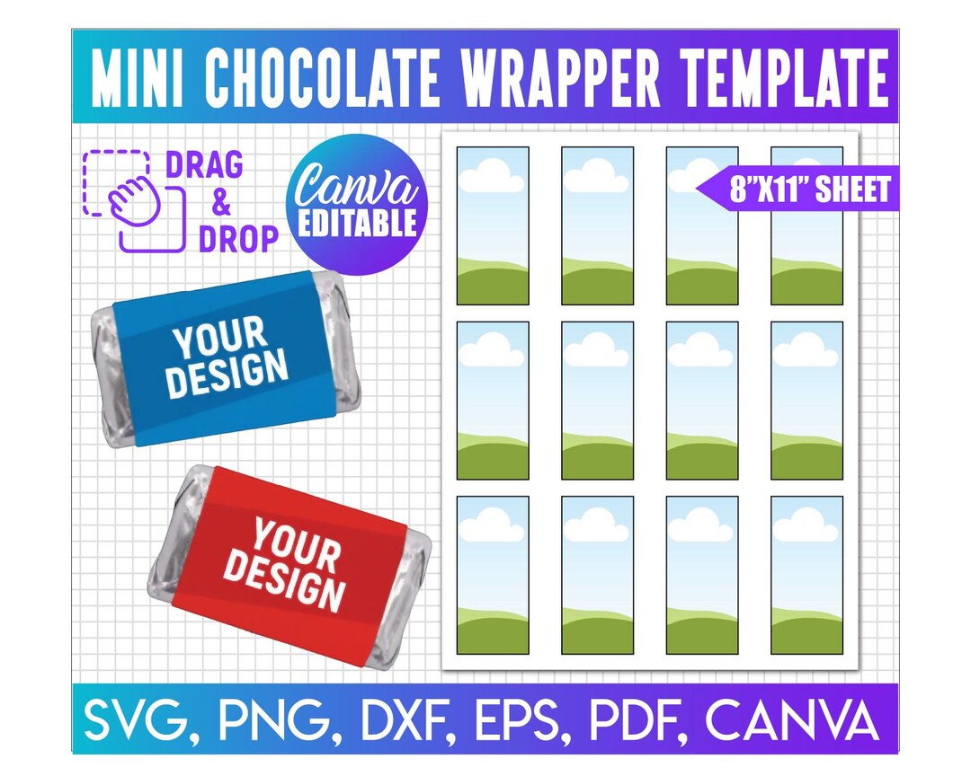 Mini Chocolate Wrapper Template, Party Favor Template, Chocolate Bar ...