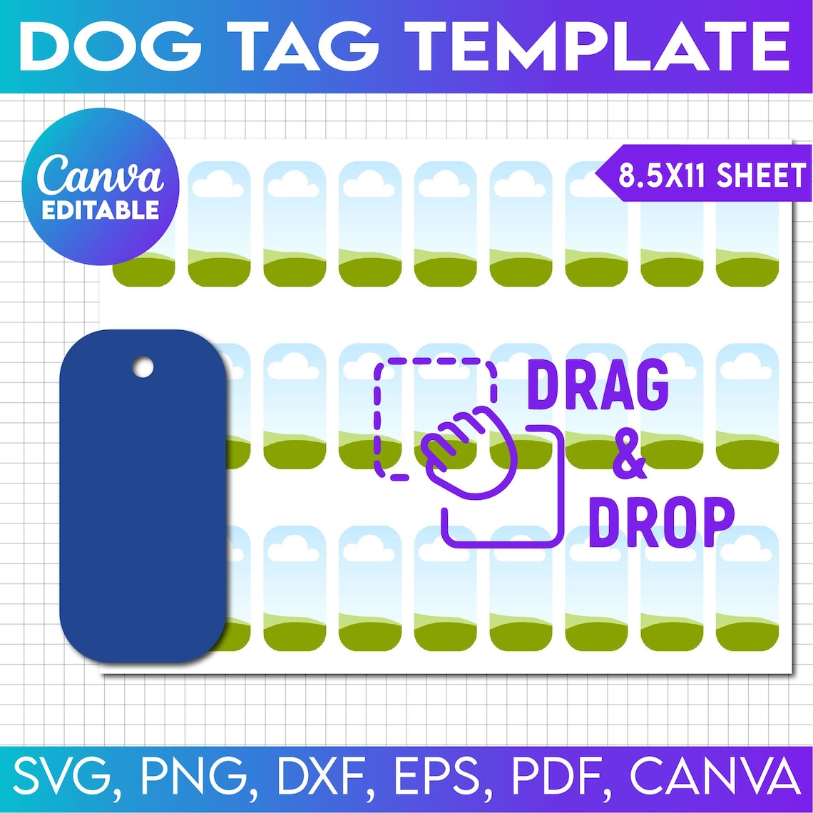 Dog Tag Template Svg, Bone Tag Template, Dog Tag Svg, Pet ID Tag, Dog ...