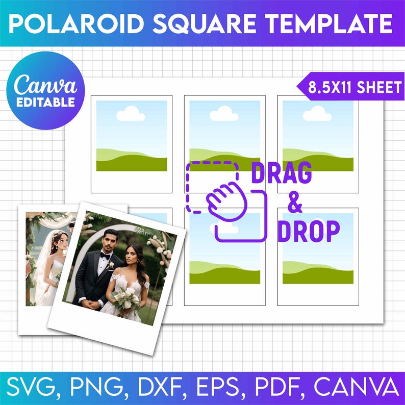 Polaroid Template, Polaroid Square Photo Template, Customizable ...