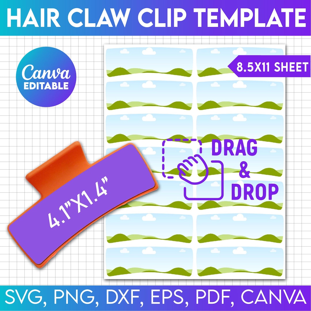 Hair Claw Clip Template, Editable Hair Clip, Hair Claw Clip Sublimation ...