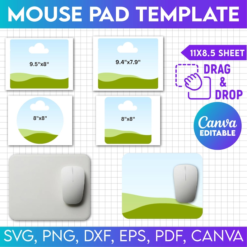 Rectangle Mouse Pad Bundle Template, Mouse Pad Sublimation Template ...