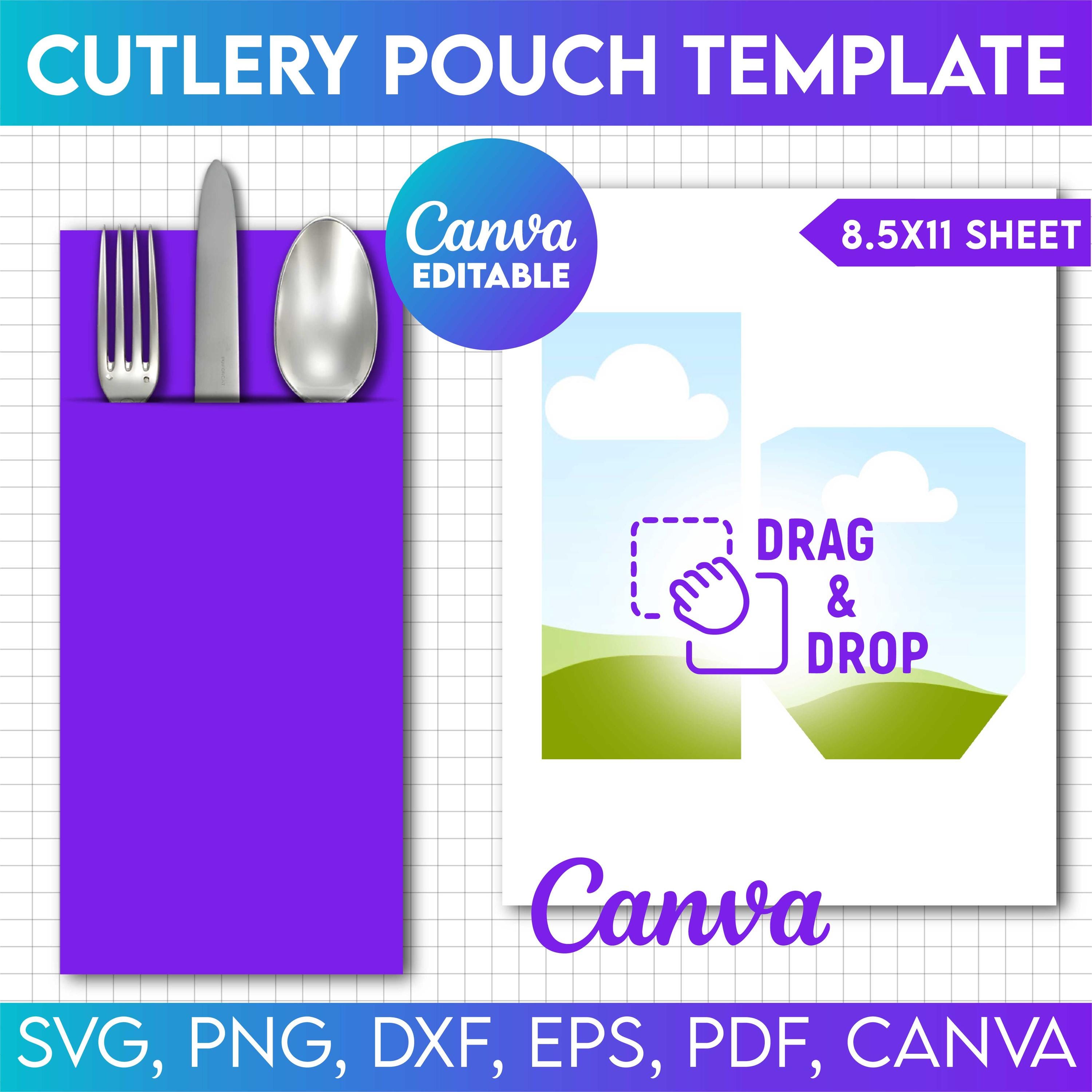 Cutlery Pouch Template, Cutlery Set Template, Cutlery Paper Holder ...