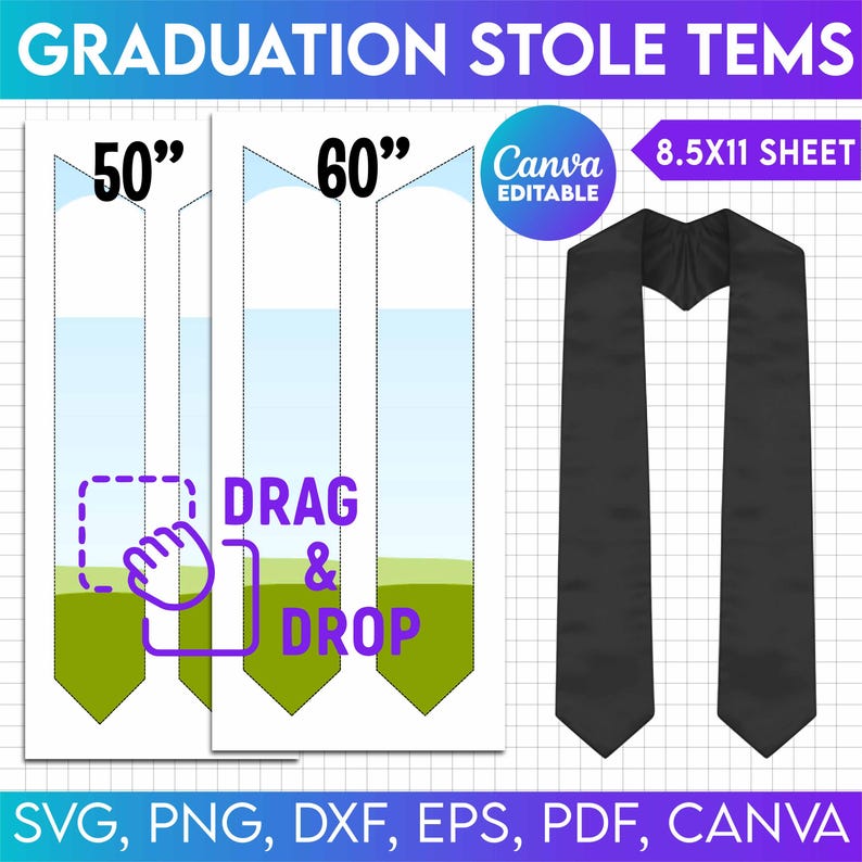 Graduation Stole Template, Stole Template Svg, Graduation Stole ...