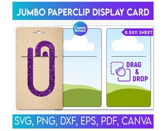 Jumbo Paperclip Display Card Template, Canva Editable Hanging Display ...