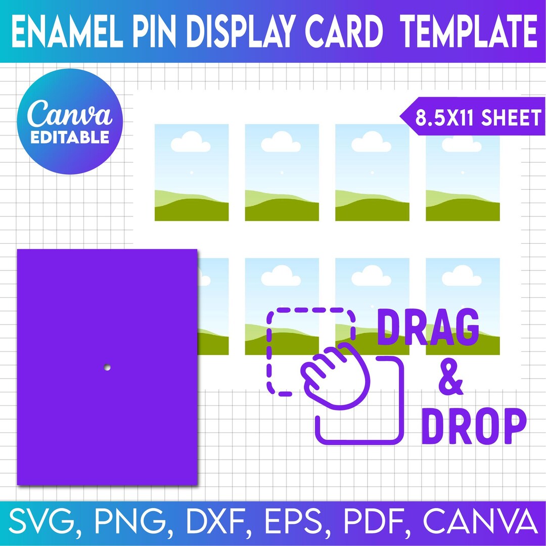 Enamel Pin Display Card Template, Enamel Pin Packaging Diplay Card Svg ...