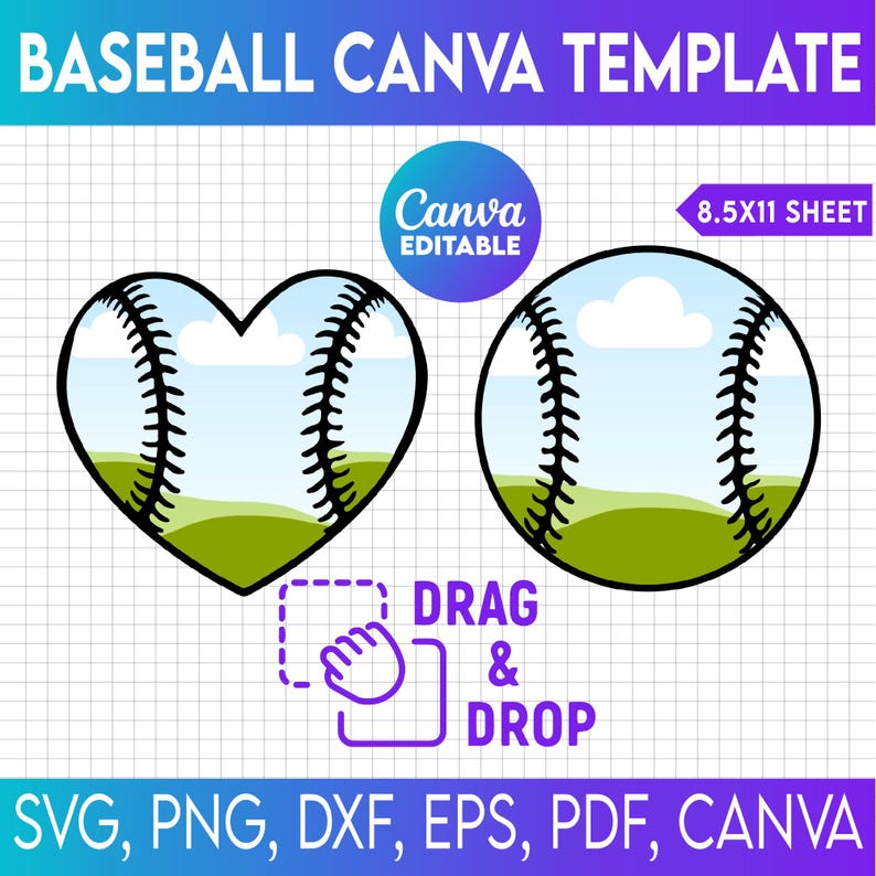 Editable Baseball Softball Canva Frame Template, Baseball Player Gift ...