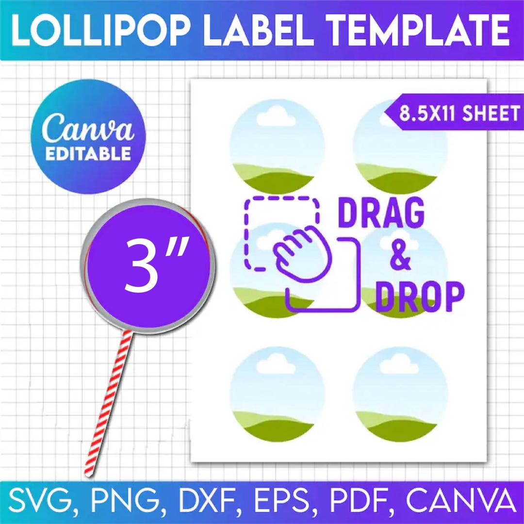 Lollipop Label Template, Lollipop Sticker Template Svg, 3inch Lollipop ...