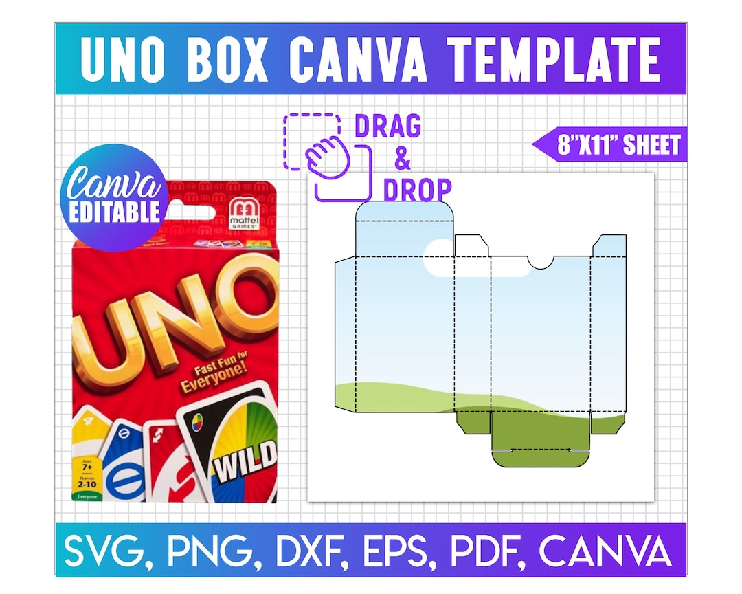 Playing Card Box Editable Canva Template, Easy Drag and Drop, DIY ...
