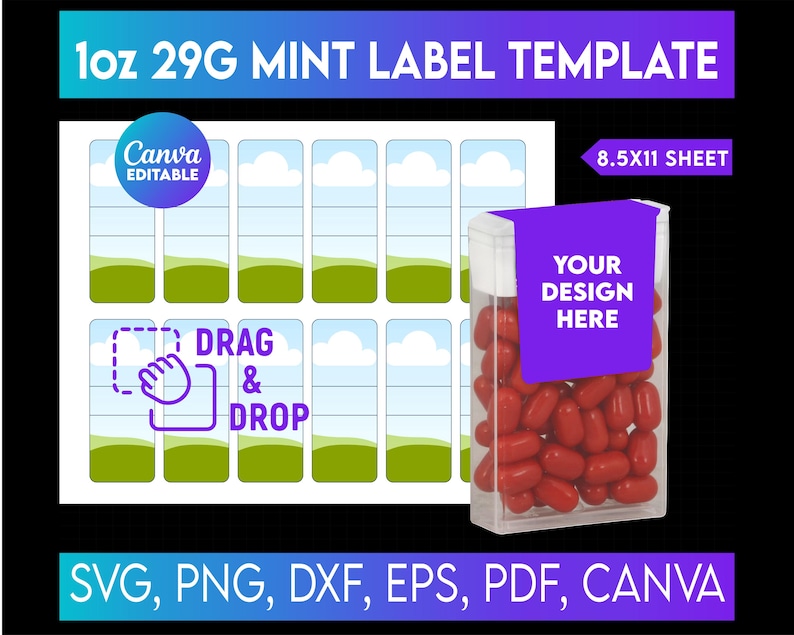 Tic Tac Label Template, 1oz 29g Mint Label Template, Party Favor ...