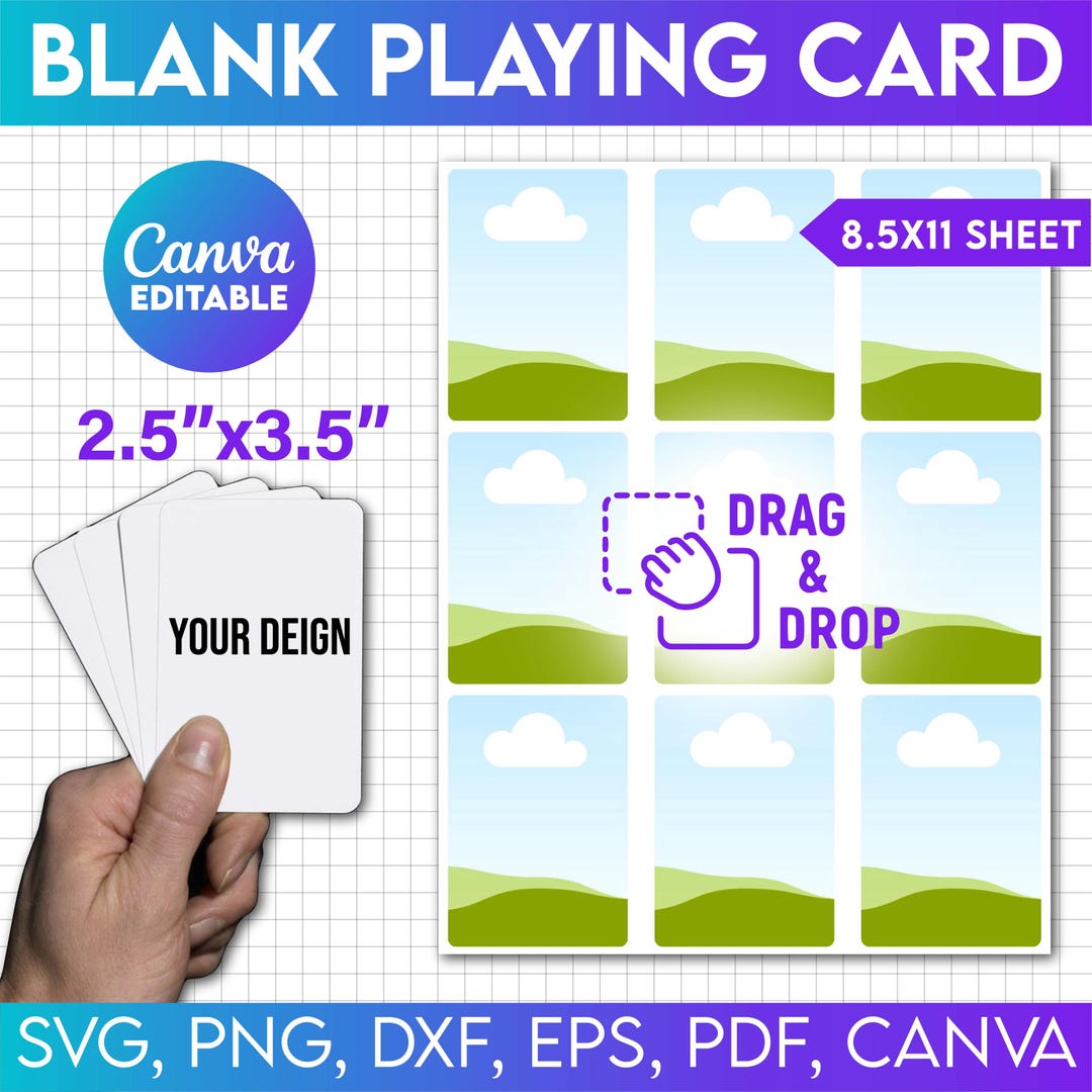 Blank Playing Card Canva Editable Template, DIY Playing Card, Card ...