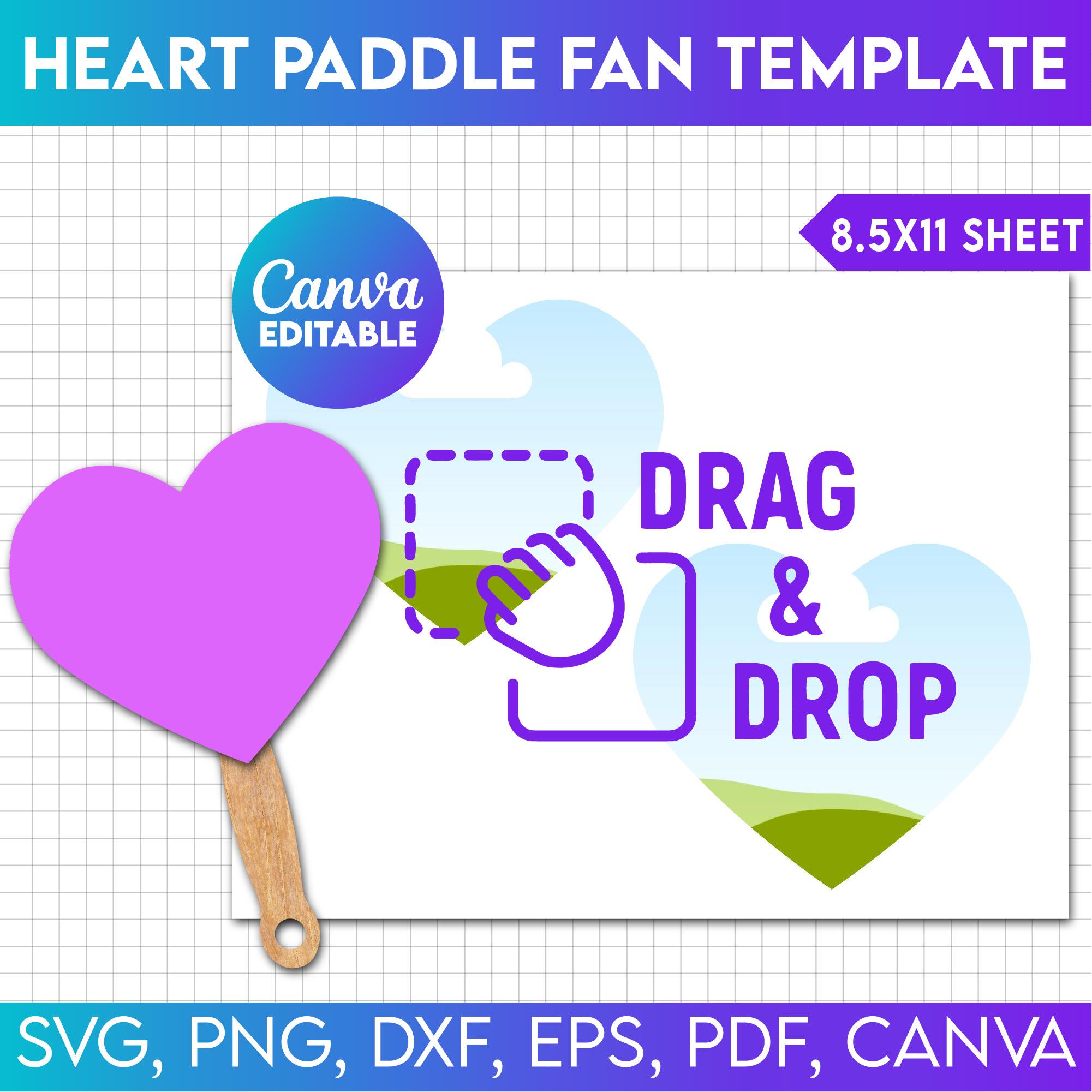 Heart Paddle Fan Template, PNG and SVG, Canva, 8.5x11" Sheet, Printable ...