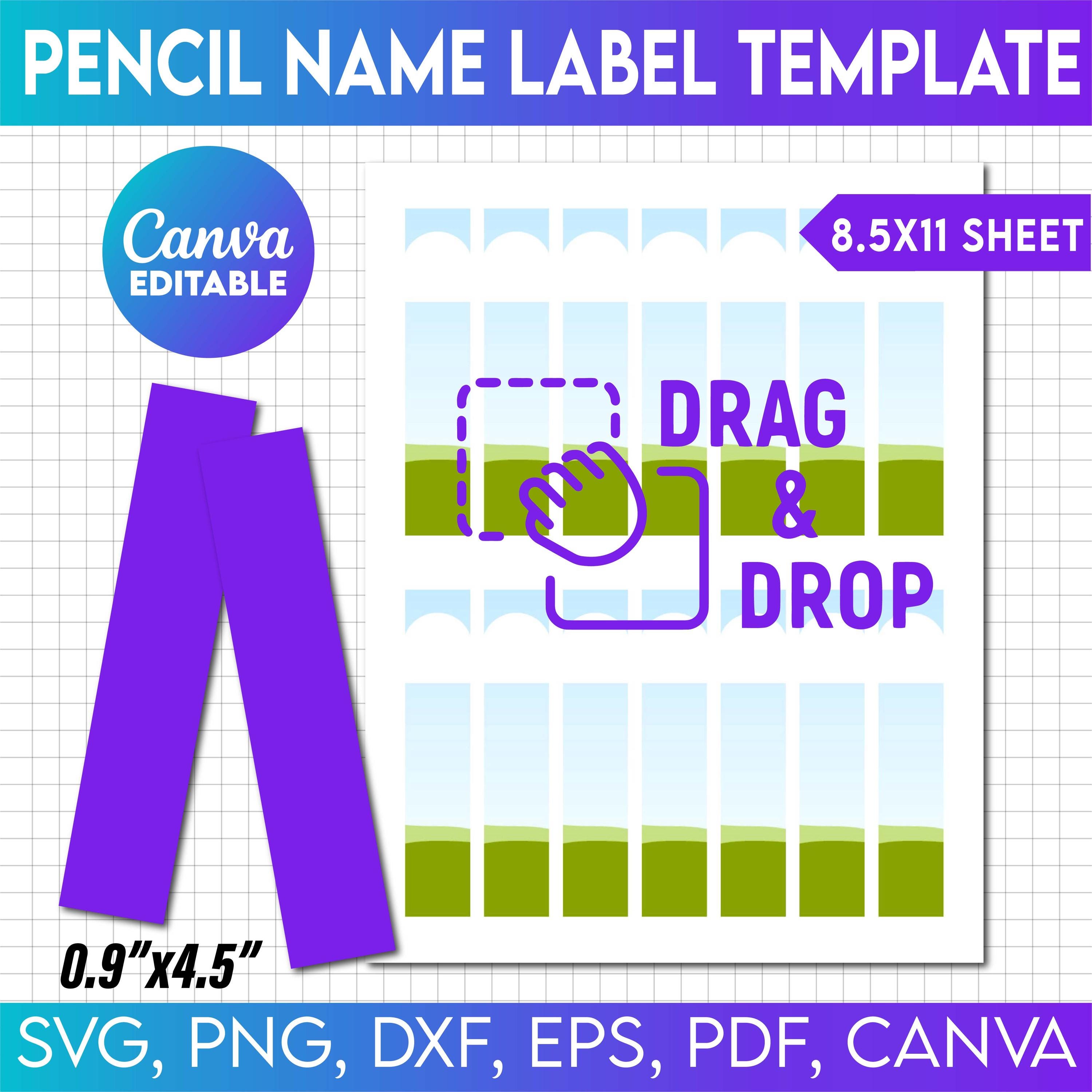 Pencil Name Label Template, School Label Blank Template, 0.9 X 4.5 ...