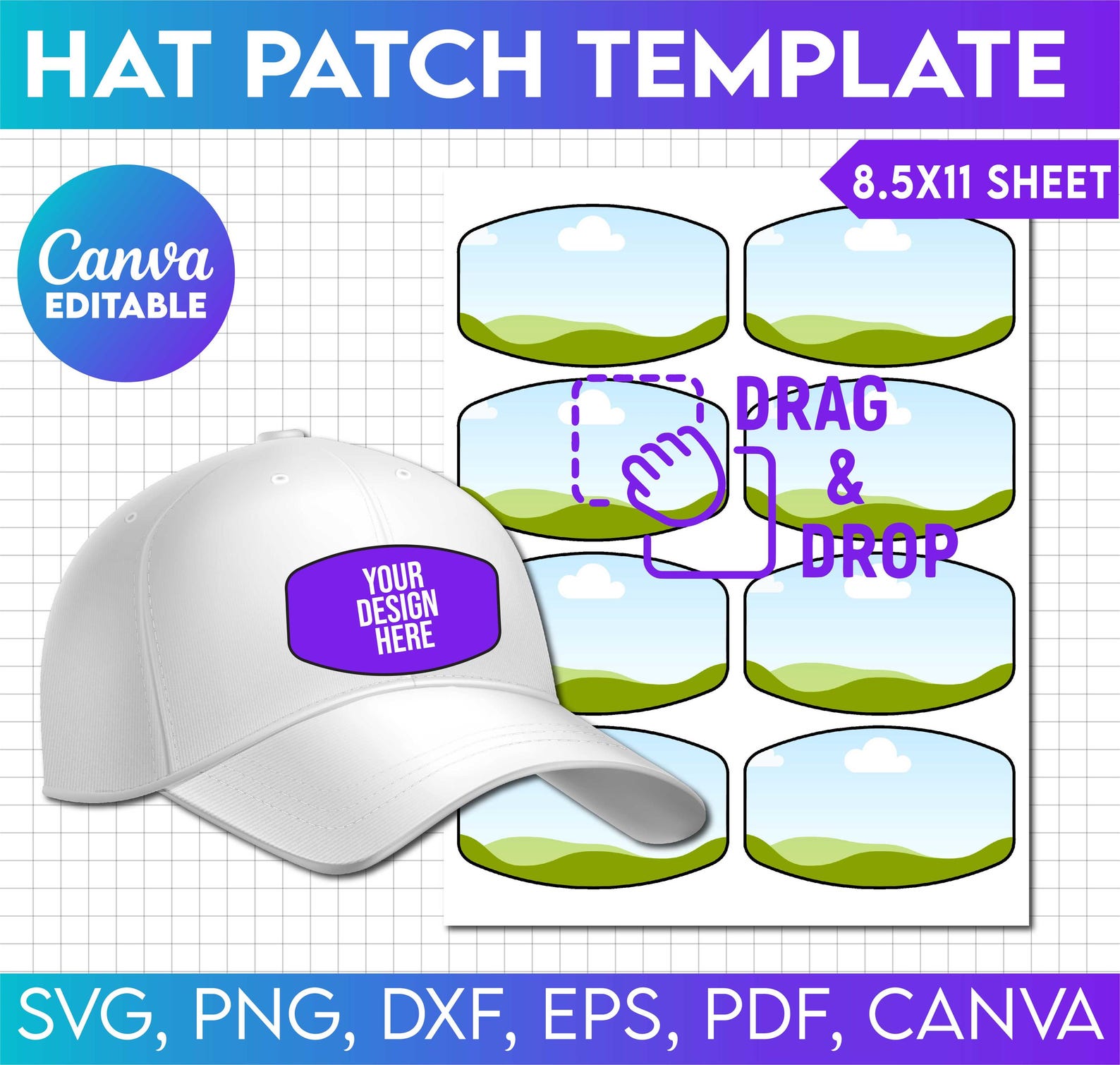 Hat Patch Template, Iron Patch Sublimation Template, Fabric Ironing Patches, Leather Hat Patches ...