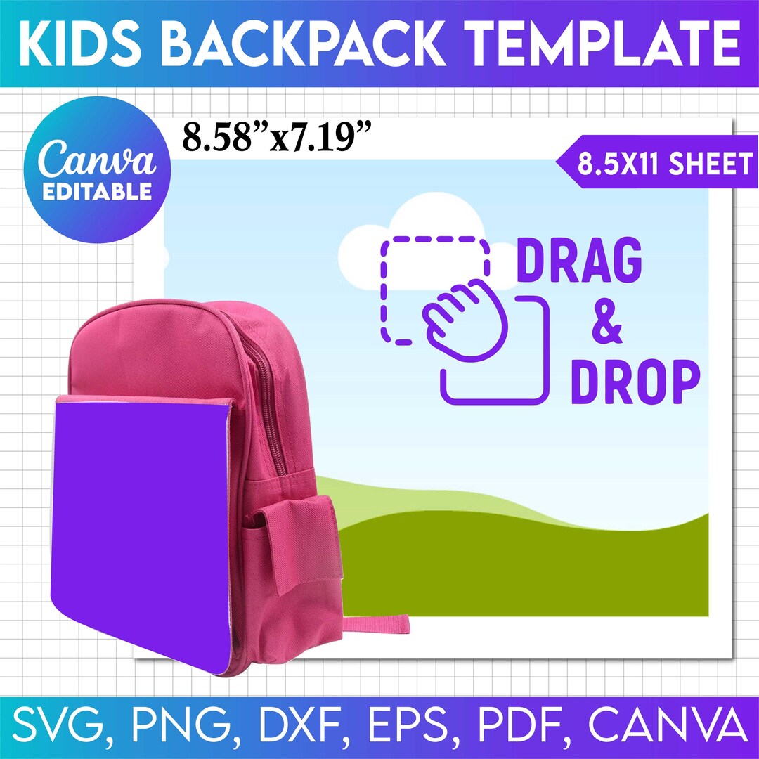 Kids Backpack Template, Kid’s Lunch Bag Sublimation Template, Kids ...